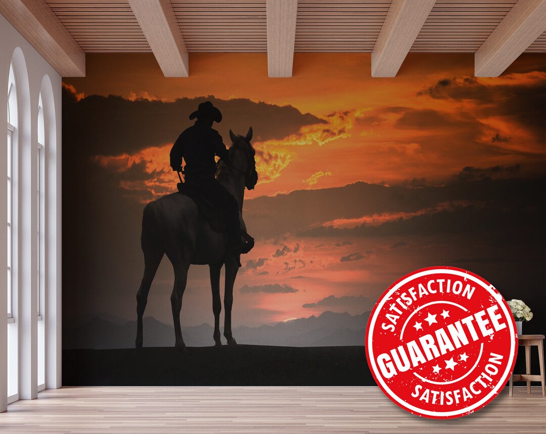Cowboy / Western Wall Mural, Peel and Stick Removable Vinyl Wallpaper ...