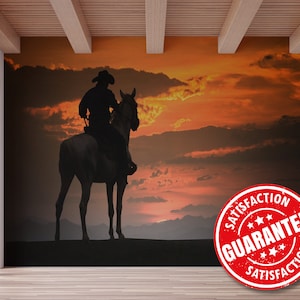 Cowboy / Western Wall Mural, Peel and Stick Removable Vinyl Wallpaper ...