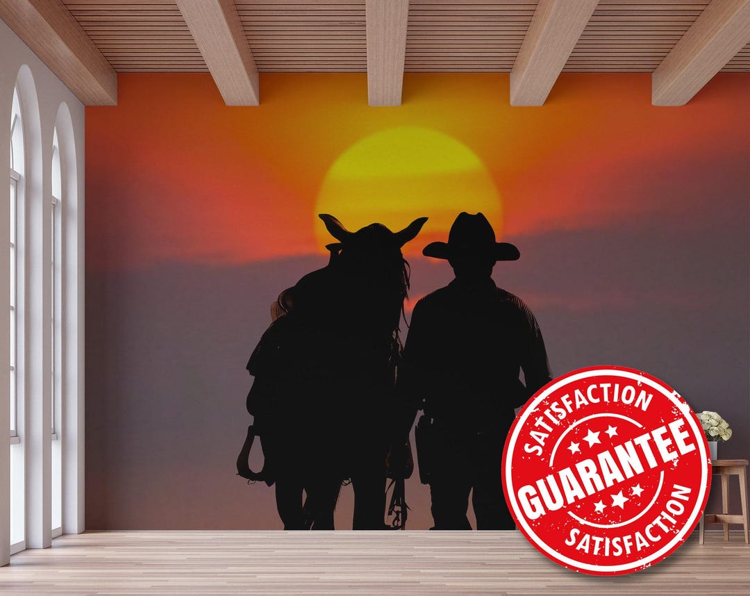 Horse / Cowboy Mural Wallpaper, Large Wall Mural Removable Peel & Stick ...