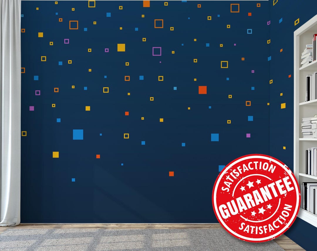 Minimal Pixel Art Vinyl Mural / Peel and Stick Abstract Geometric ...