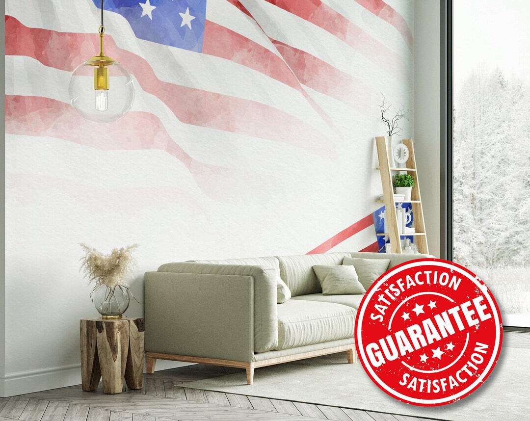 US Flag Mural Wallpaper, American Large Wall Mural Print - Removable ...