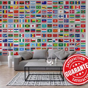 Flags of the World Mural, Educational Peel and Stick Wallpaper - Etsy ...