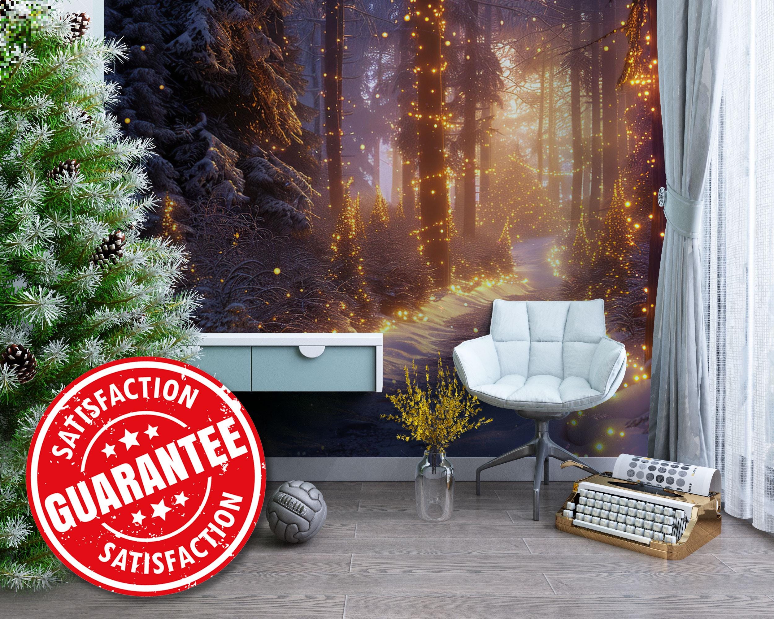 Illuminated Forest Path Removable Mural / Peel and Stick Glowing Trees ...