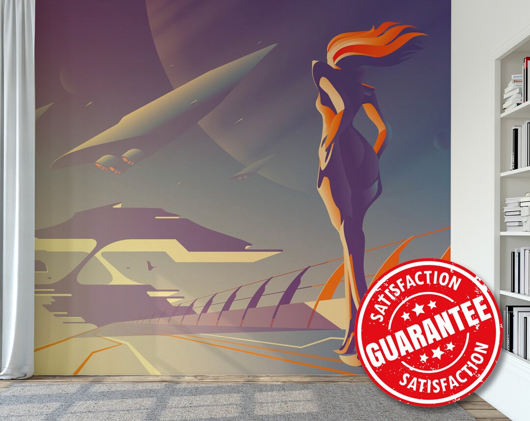 Retro / Sci-fi Wall Mural Peel and Stick Removable Vinyl - Etsy