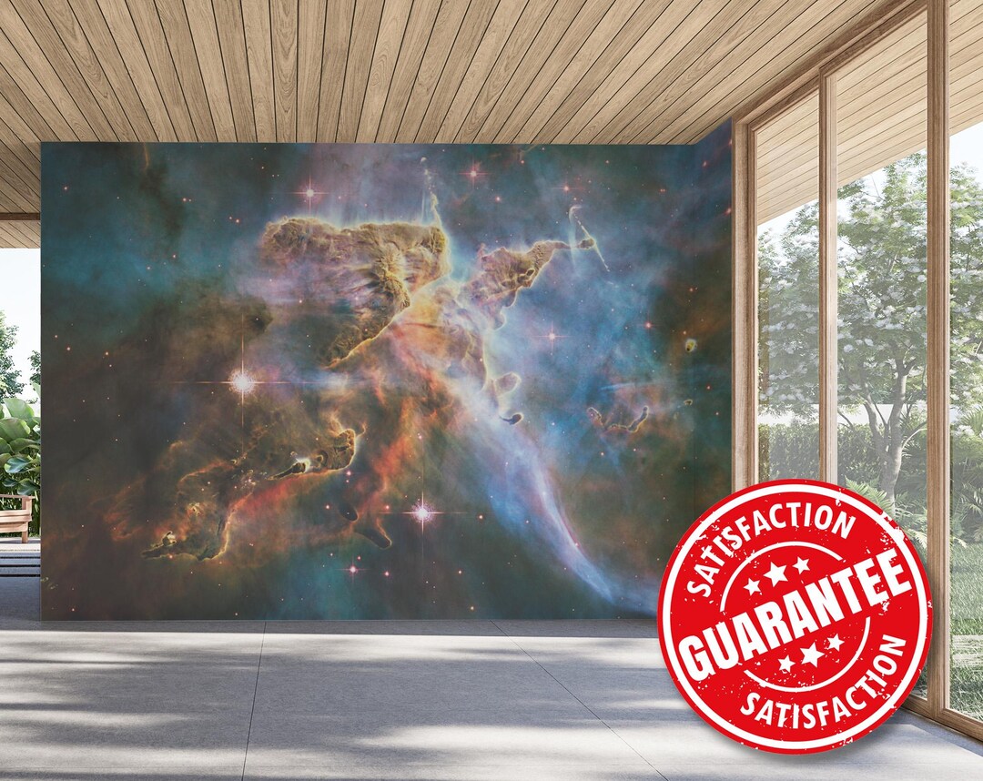 Mystic Nebula Removable Vinyl Mural / Peel and Stick Space Wallpaper ...