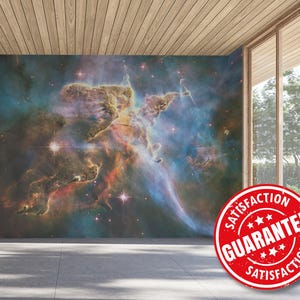 Mystic Nebula Removable Vinyl Mural / Peel and Stick Space Wallpaper ...