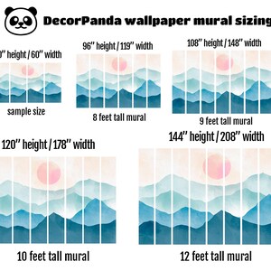 Sun in the Mountains Drawing Mural Wallpaper, Blue Mountain Sunrise ...