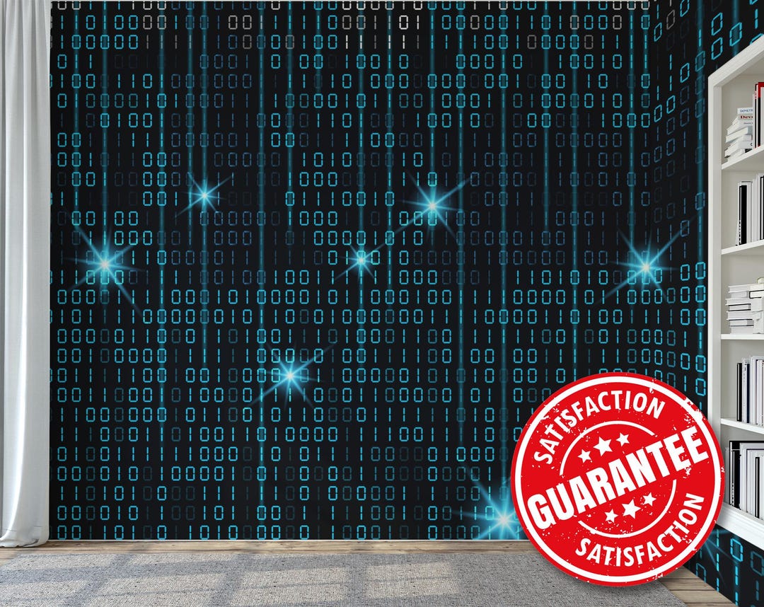 Binary Code Removable Vinyl Mural / Peel and Stick Digital Wallpaper ...