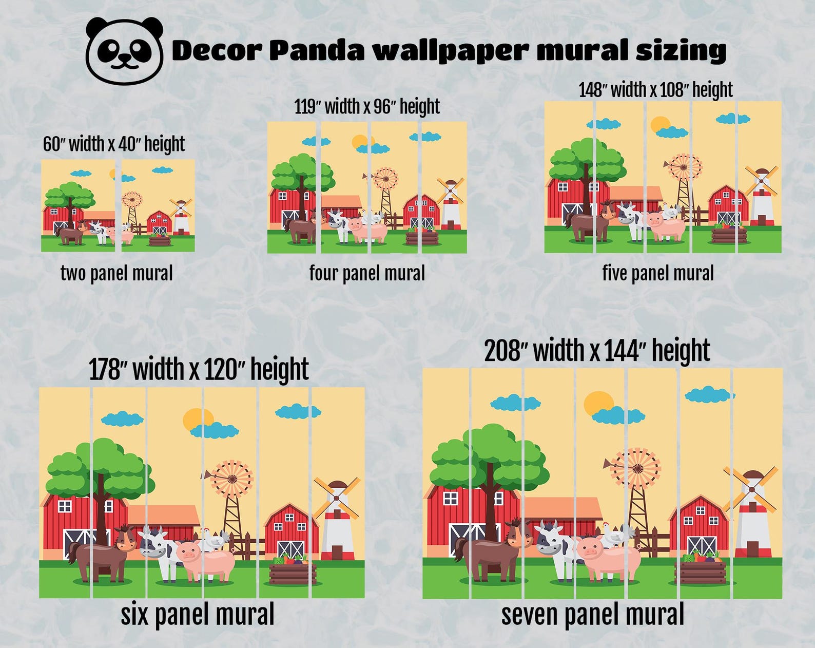 Farm Animal Mural, Playful Barnyard Print, Peel & Stick Wallpaper - Etsy
