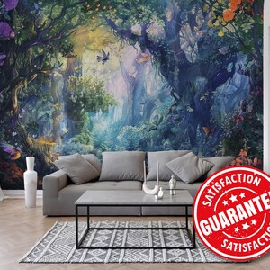 Mystic Forest Removable Vinyl Mural / Peel and Stick Fantasy Forest ...