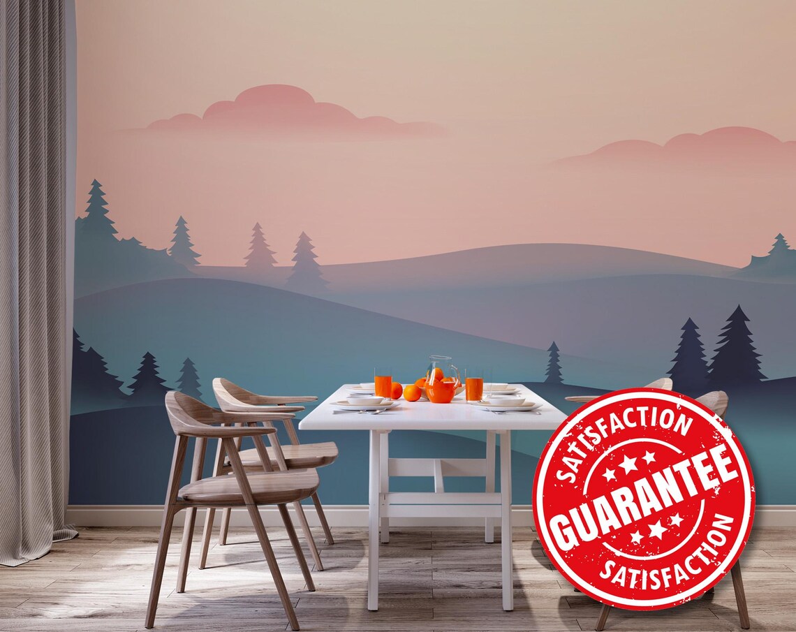 Calmly Landscape Removable Mural / Peel and Stick Twilight Landscape ...
