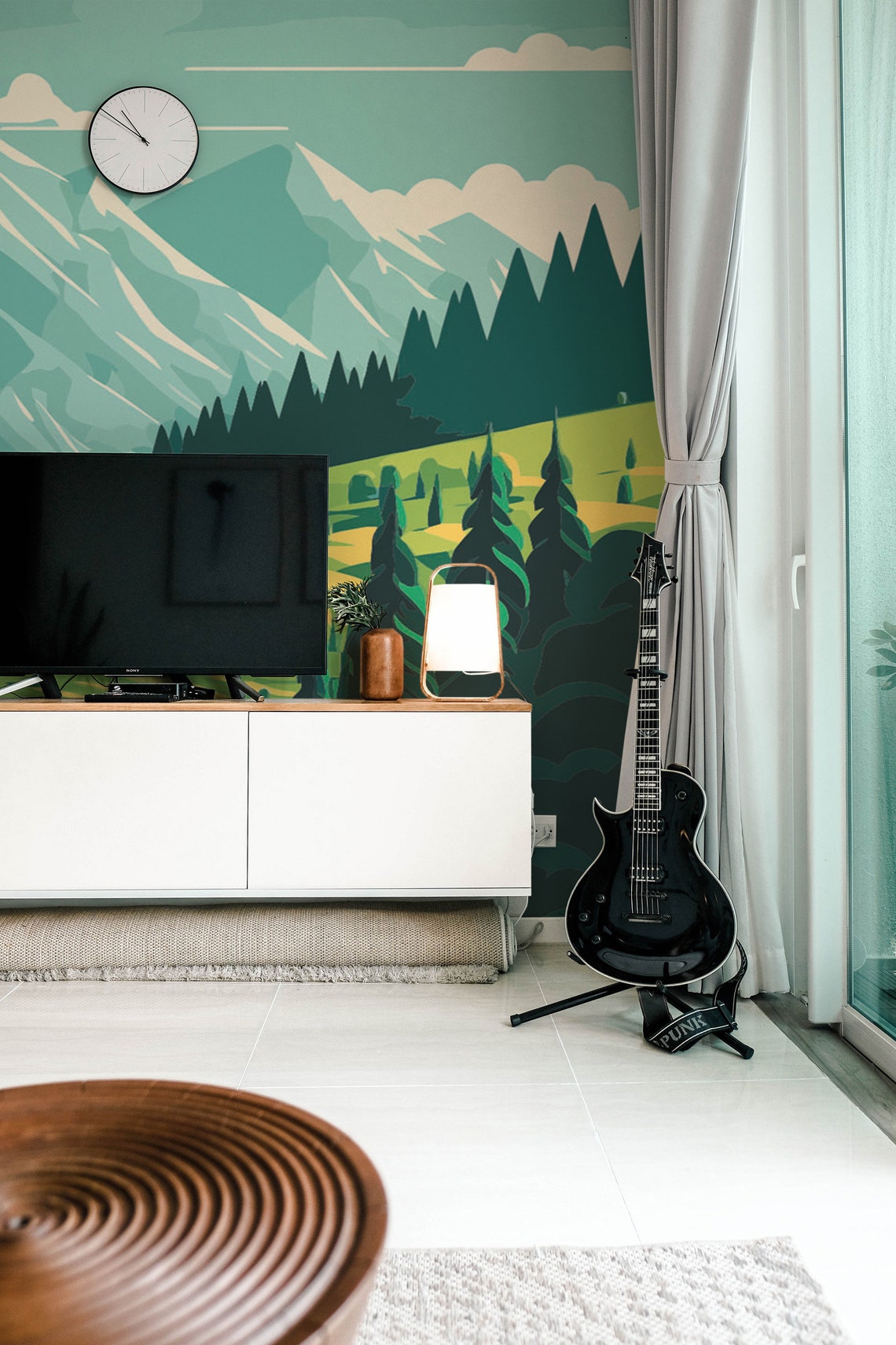 Landscape / Mountains Wall Mural, Peel and Stick Removable Vinyl ...