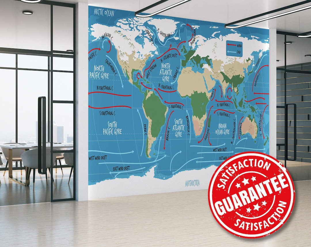 World Map Mural Wallpaper, Large Wall Mural Removable Peel & Stick or ...