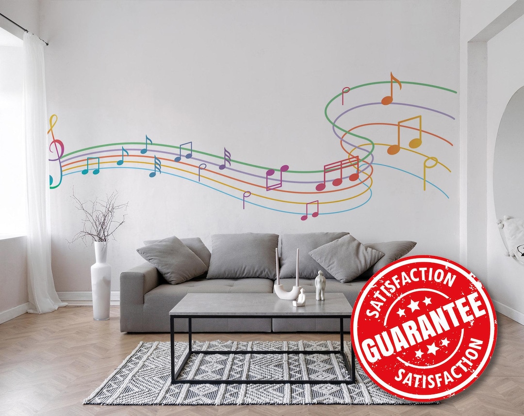 Music Notes Mural Wallpaper, Colorful Music Large Wall Mural ...