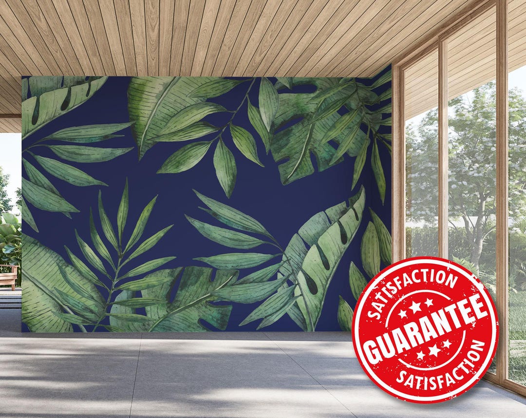 Bold Tropical Leaves Mural Wallpaper / Botanical Large Wall Mural ...