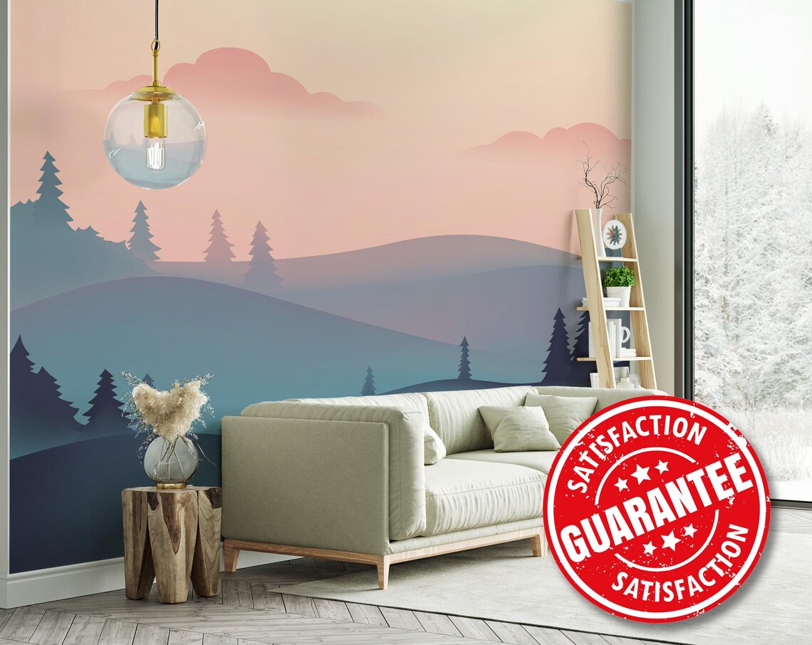 Calmly Landscape Removable Mural / Peel and Stick Twilight Landscape ...