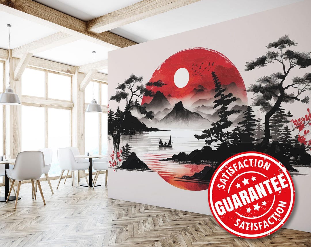 Watercolor Japan Mural Wallpaper, Large Wall Mural Removable Peel ...