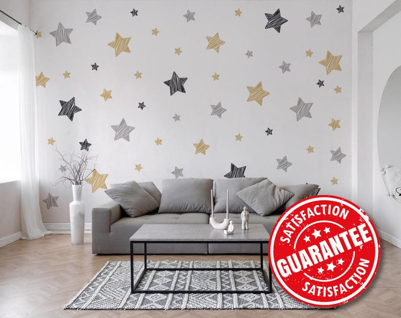 Stars Mural Wallpaper, Watercolor Celestial Large Wall Mural Print ...