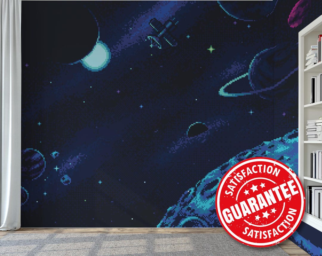 Pixel Art Galaxy Mural – Retro Video Game Peel and Stick Wallpaper - Etsy