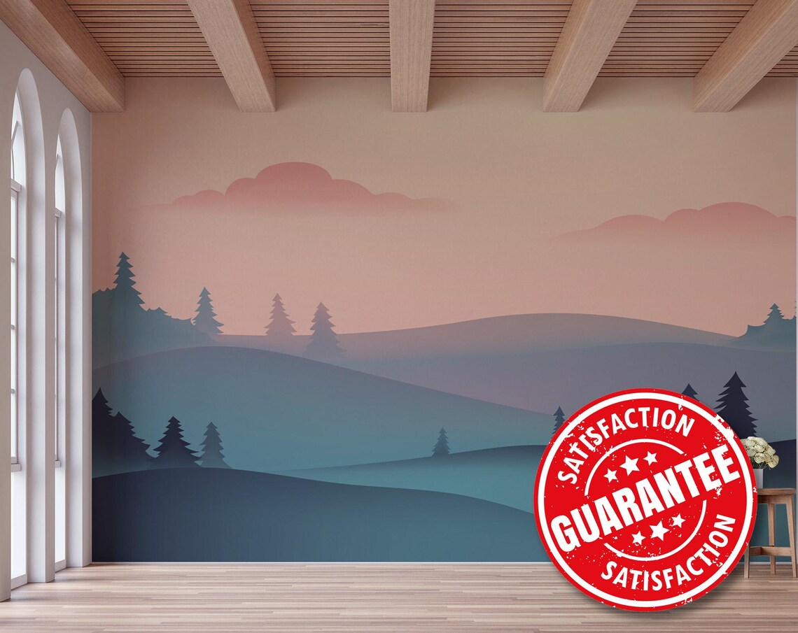Calmly Landscape Removable Mural / Peel and Stick Twilight Landscape ...
