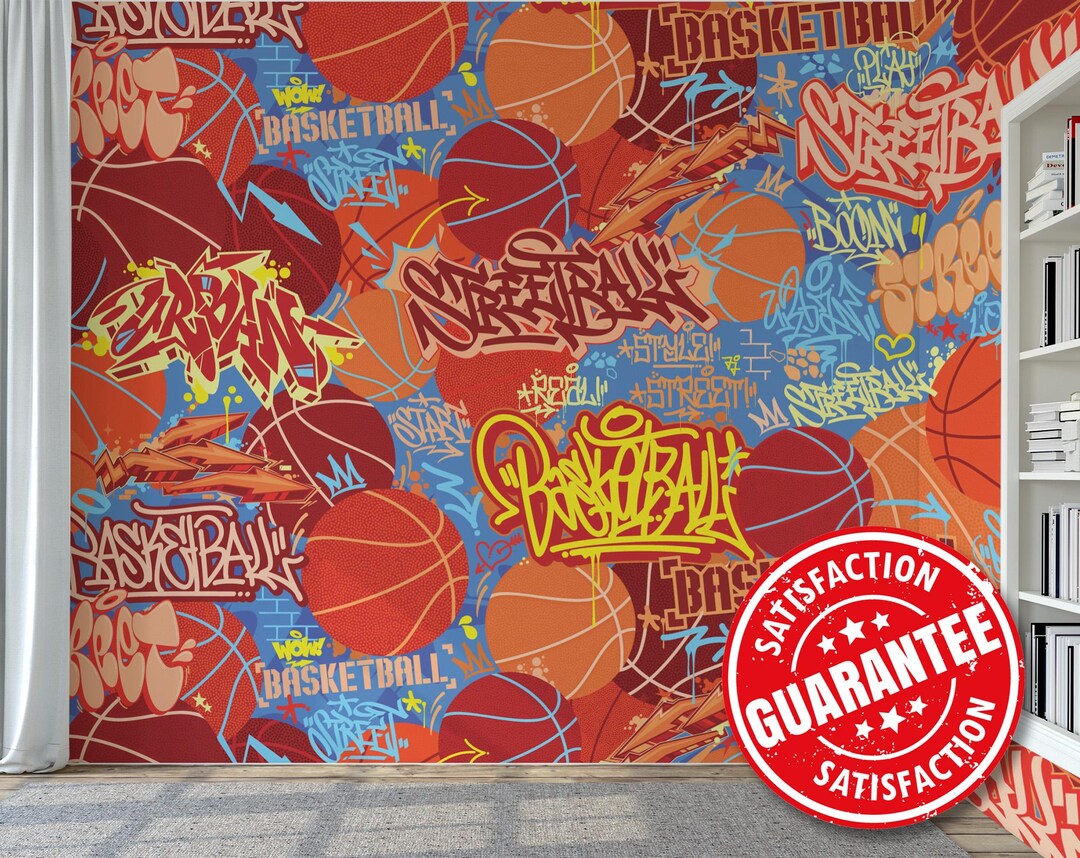 Graffiti Basketball Mural – Peel and Stick Street Art Wallpaper - Etsy