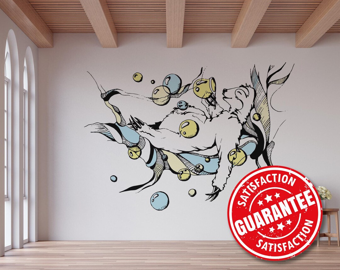 Minimalistic Sloth Removable Mural / Peel and Stick Cute Sloth With ...