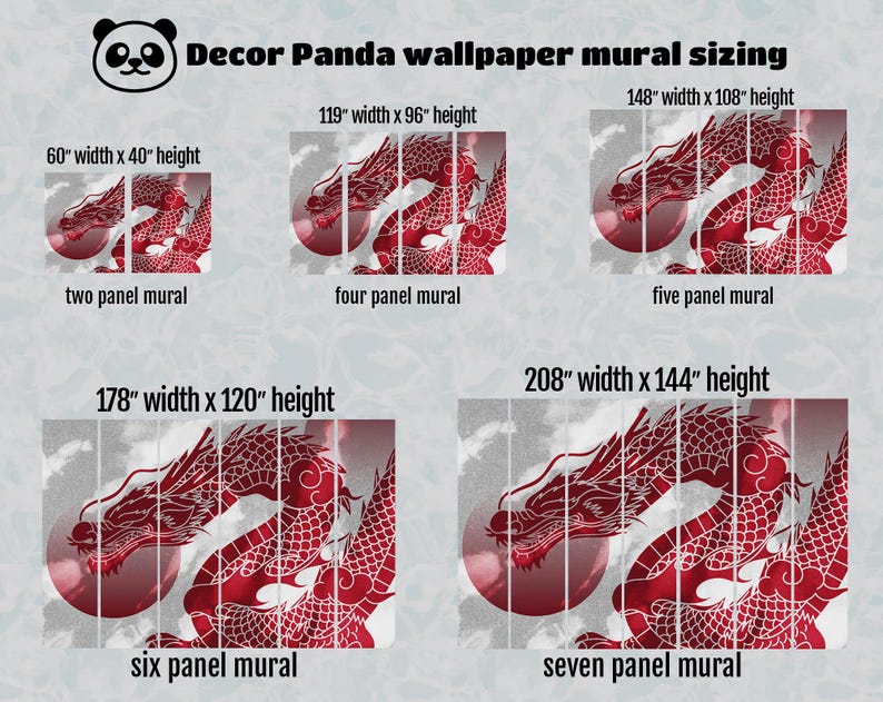 Red Dragon Removable Vinyl Mural / Japanese Ink Wallpaper Mural – Peel ...