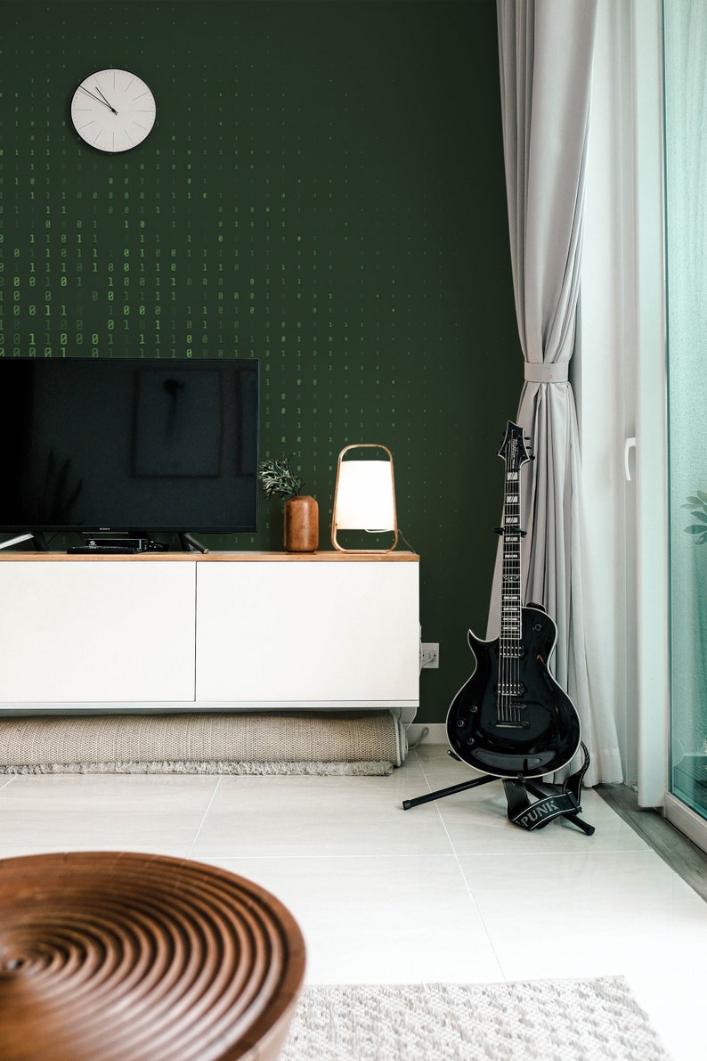 Matrix / Coding Wall Mural, Peel and Stick Removable Vinyl Wallpaper - Etsy