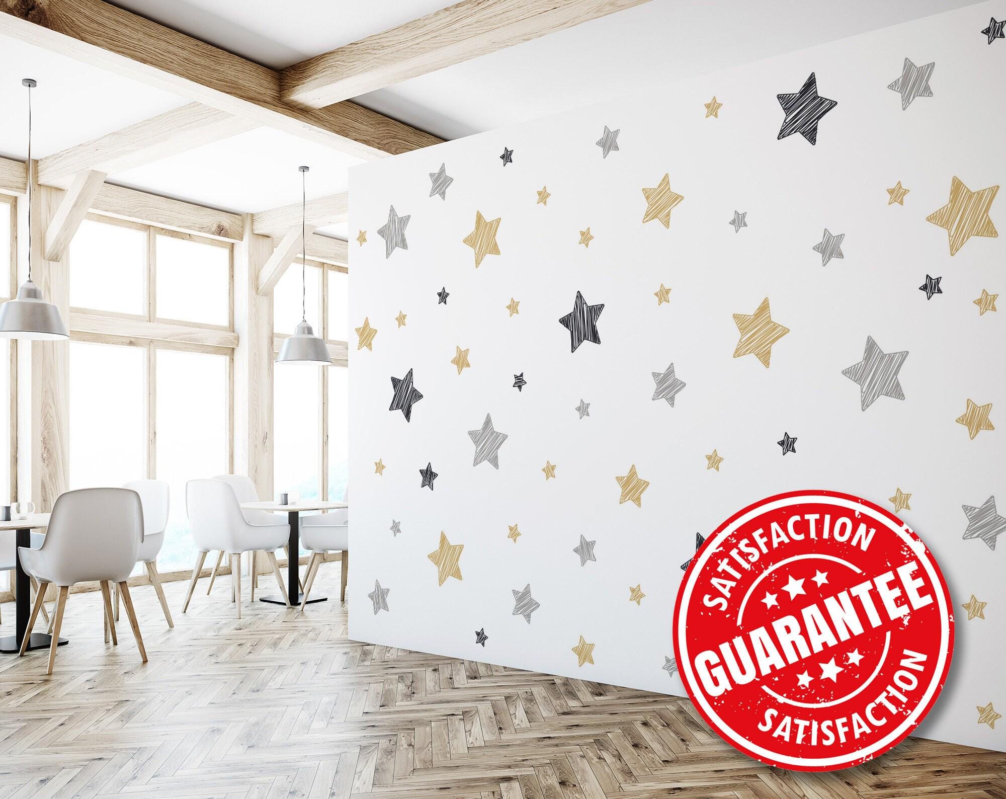 Stars Mural Wallpaper, Watercolor Celestial Large Wall Mural Print ...