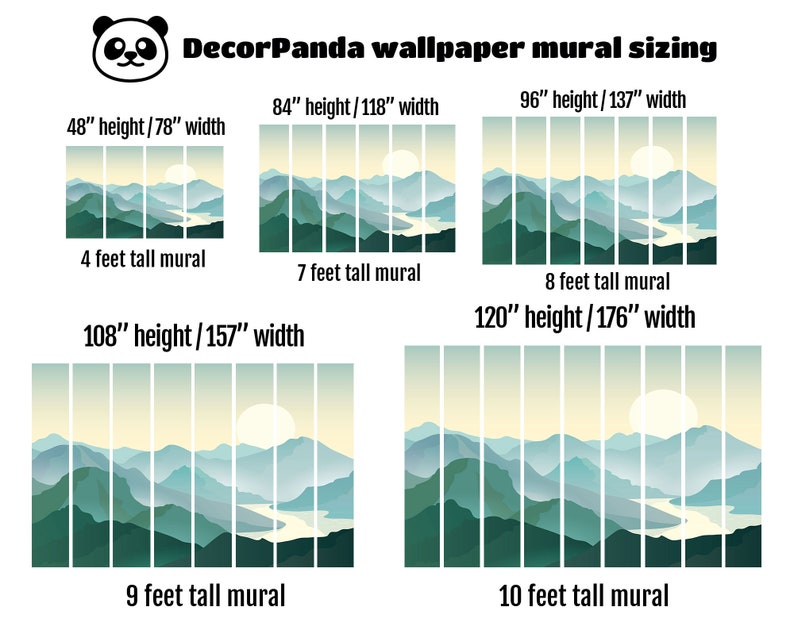 Sunset / Mountains Wall Mural, Peel and Stick Removable Vinyl Wallpaper ...