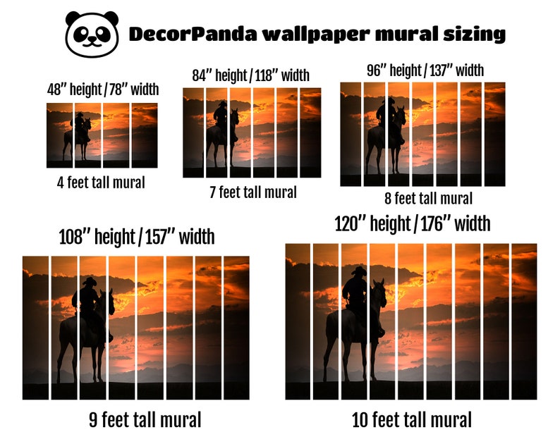 Cowboy / Western Wall Mural, Peel and Stick Removable Vinyl Wallpaper ...