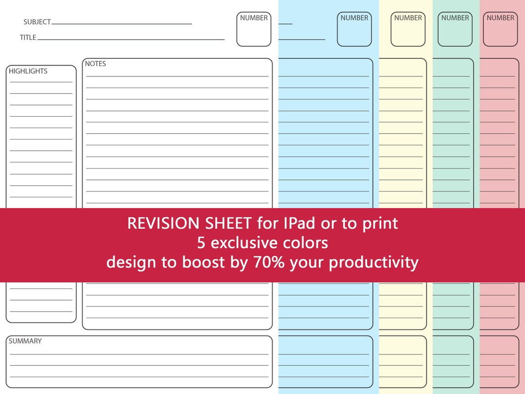 REVISION SHEET for iPad and for Print - Etsy