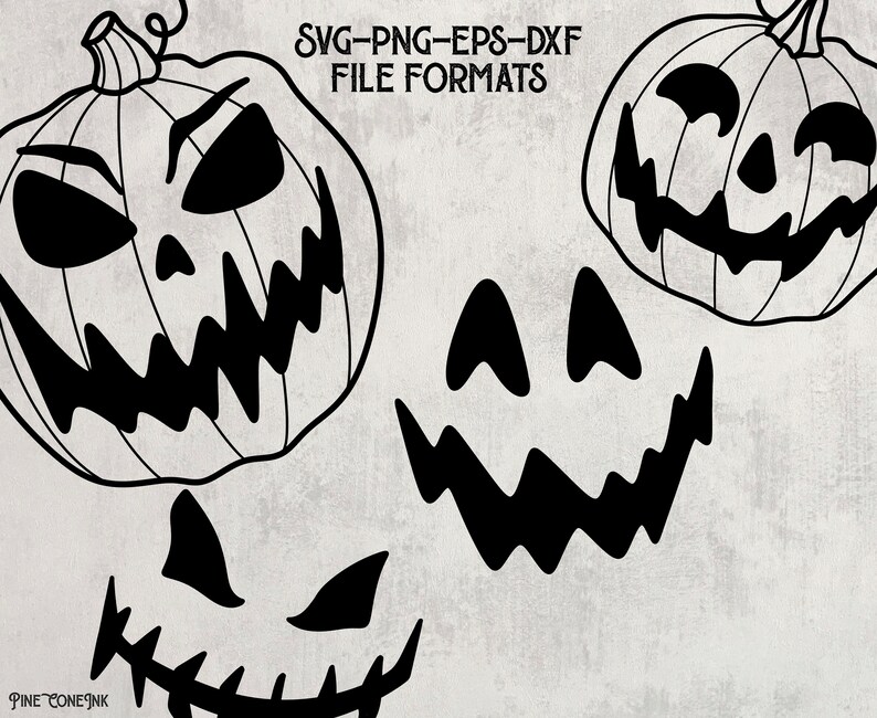 Halloween Pumpkin Faces SVG Bundle - Pumpkin Faces Clipart - Jack O ...