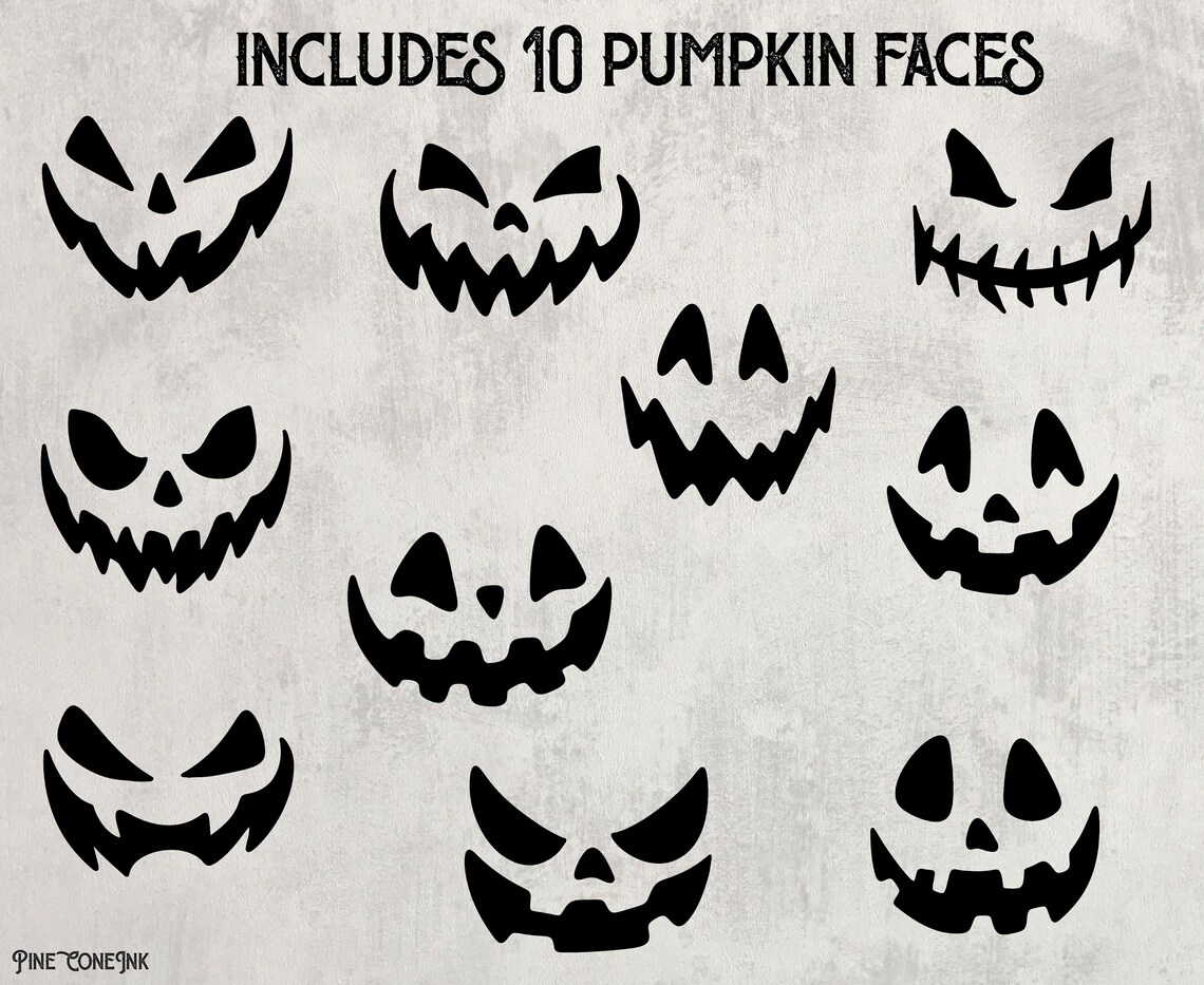 Halloween Pumpkin Faces SVG Bundle - Pumpkin Faces Clipart - Jack O ...