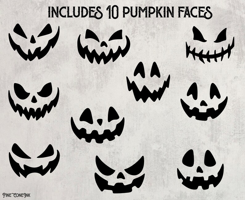 Halloween Pumpkin Faces SVG Bundle - Pumpkin Faces Clipart - Jack O ...