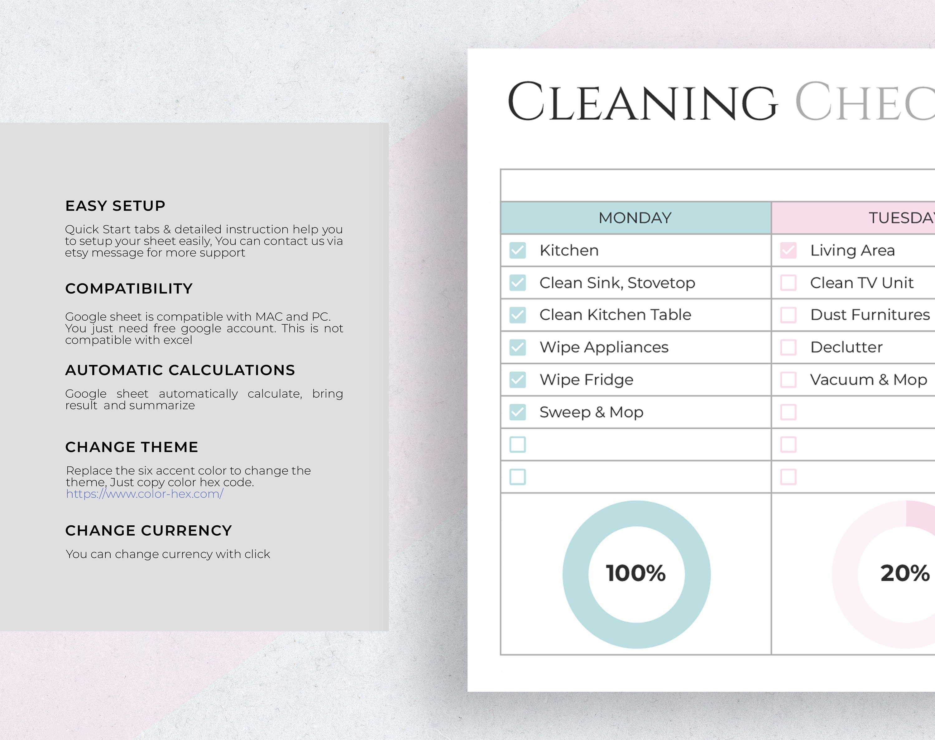 Cleaning Checklist Spreadsheet Template for Google Sheets - Etsy UK