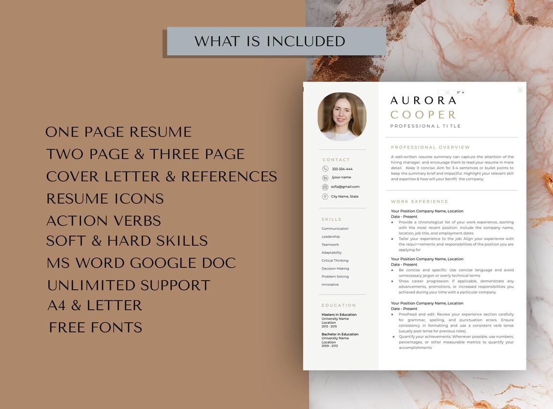CV Template, Resume Template, Professional Resume Template for ...