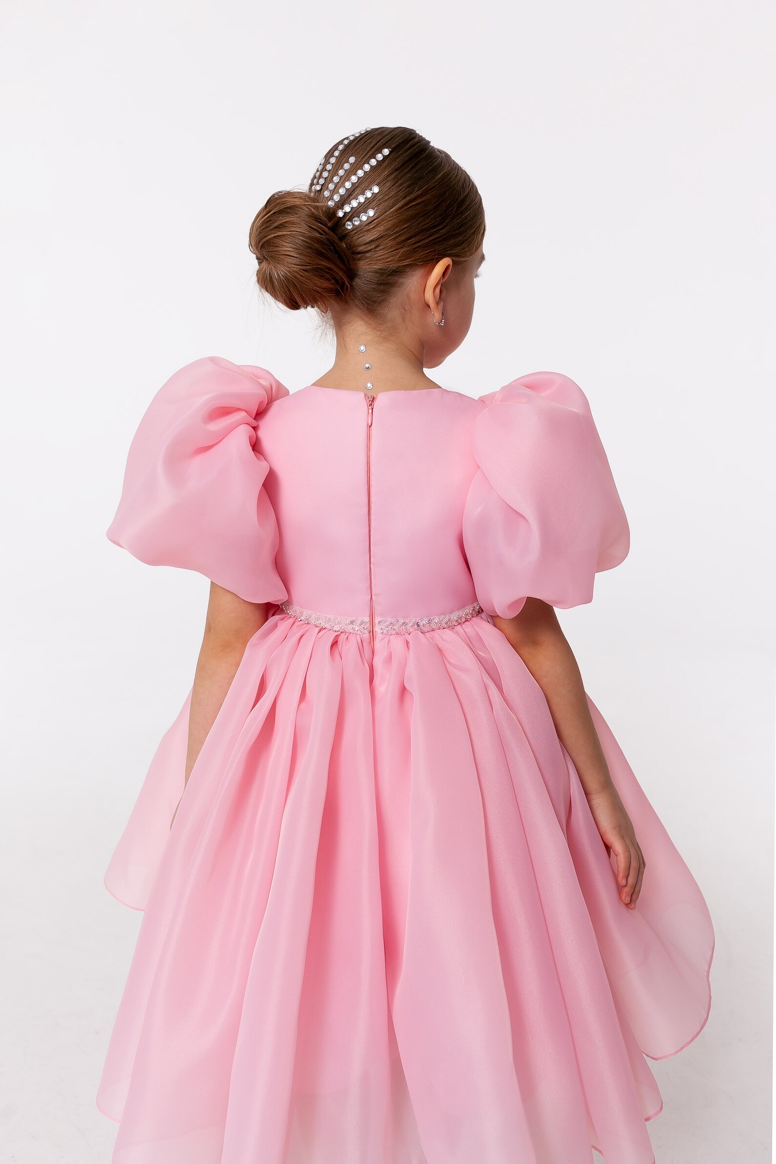 Pink Girl Dress for Birthday Party, Princess Kids Dress With Sleeves ...