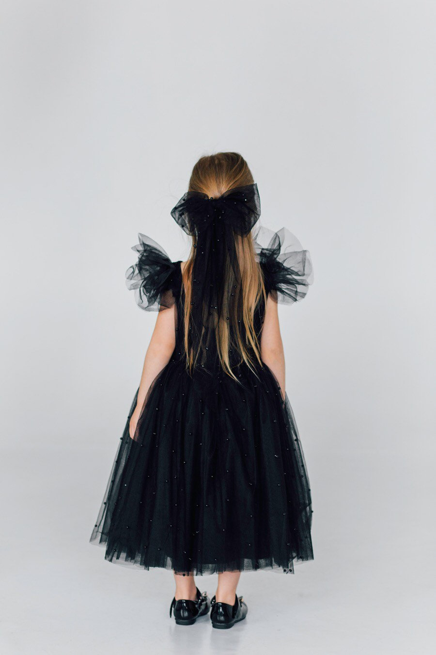 Black Girls Dress Open Back Girls Dress With Tutu Skirt Tulle Long Girls Dress Bohemian