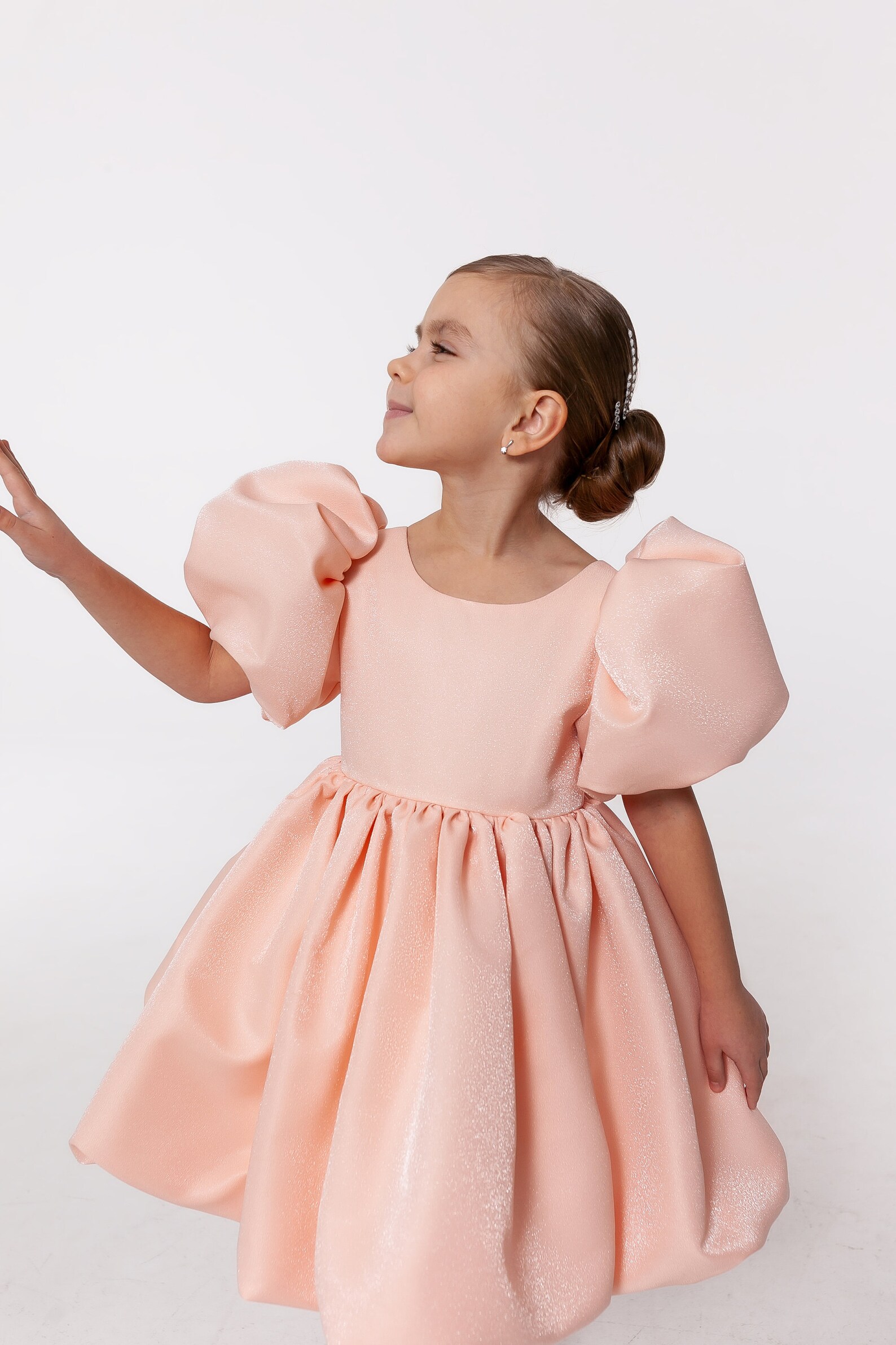 Bright Pink Girl Dress, Fuchsia Kids Dress, Organza Girl Dress With ...