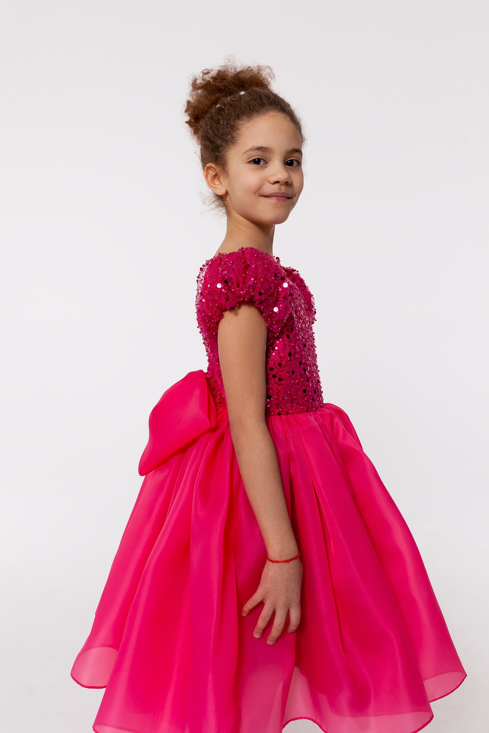 Red Girl Party Dress, Sequin Girl Dress Fuchsia, Magenta Girl Dress ...