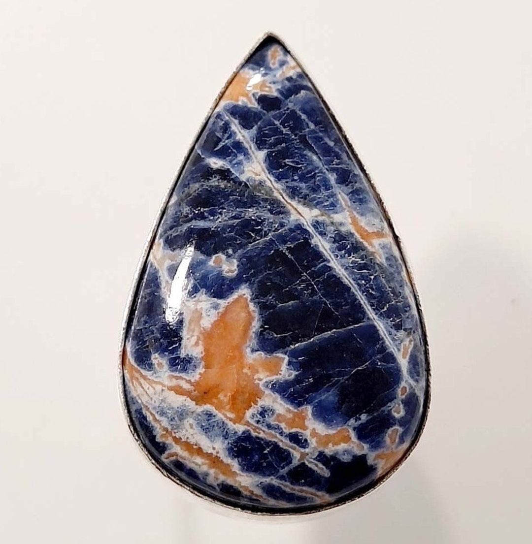 Natural Rare Orange Sodalite Ring, Ring, in Sterling Silver, Size ...