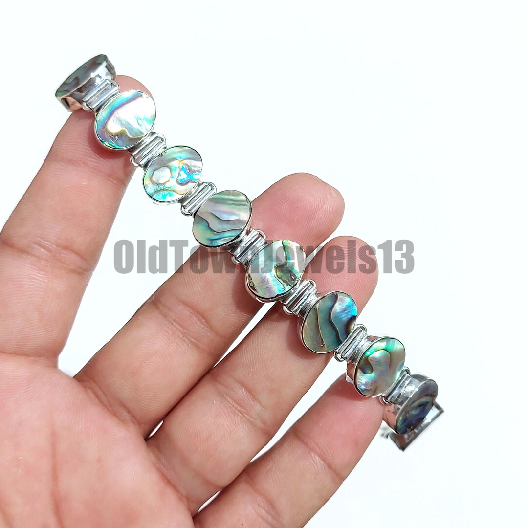 Abalone Shell Bracelet, Abalone Shell Sterling Silver Bracelet, Multi ...