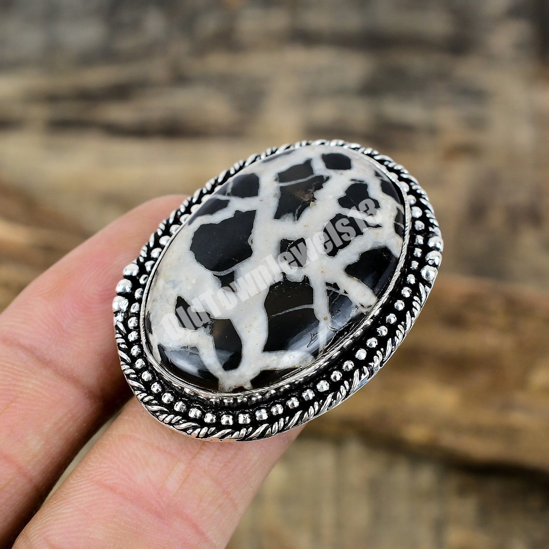 Septarian Ring Large Ring, Gift for Her Ring, in Sterling Silver, Size ...