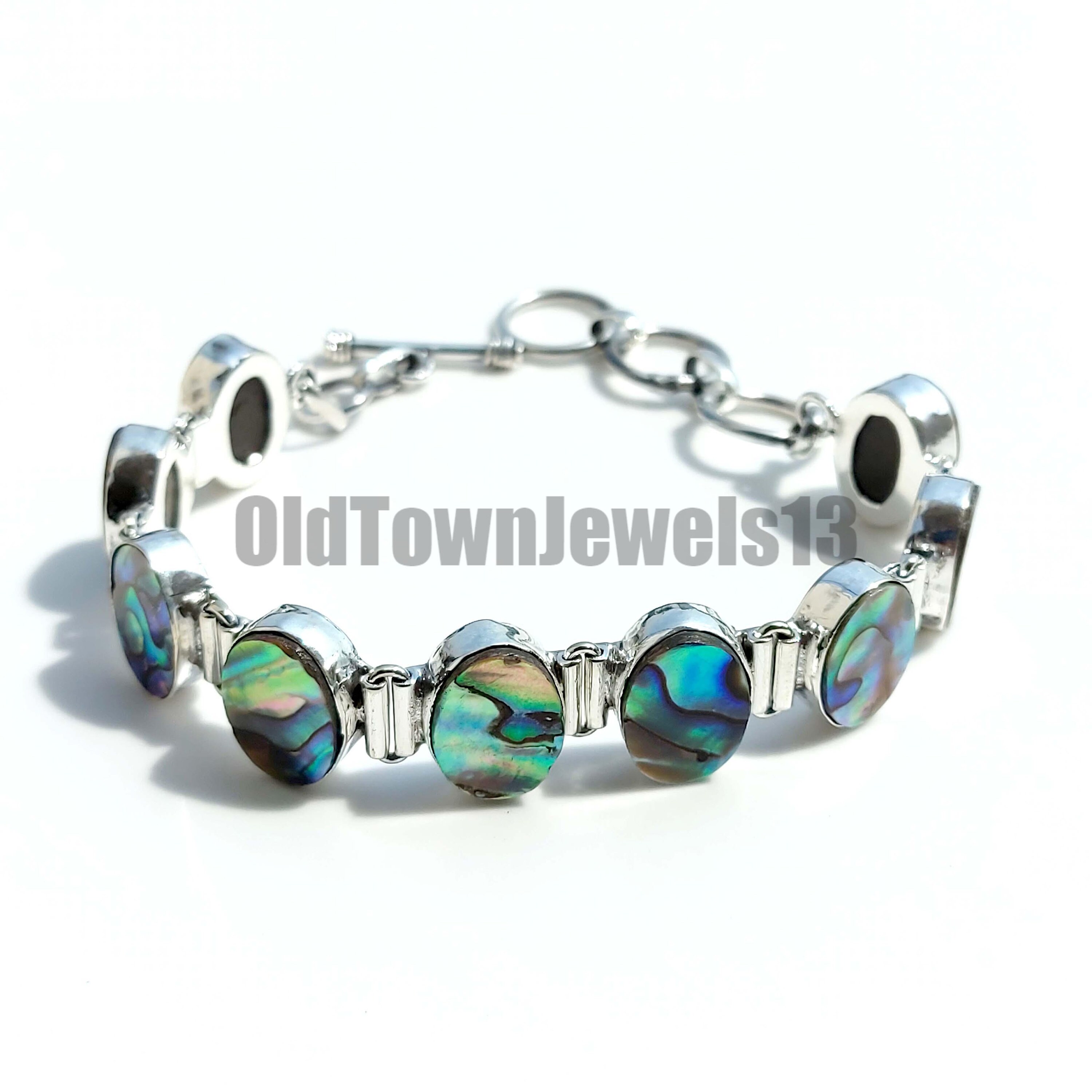 Abalone Shell Bracelet, Abalone Shell Sterling Silver Bracelet, Multi ...