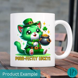 Funny Purr-fectly Lucky St. Patrick’s Day Kawaii Cat PNG, Festive Irish ...