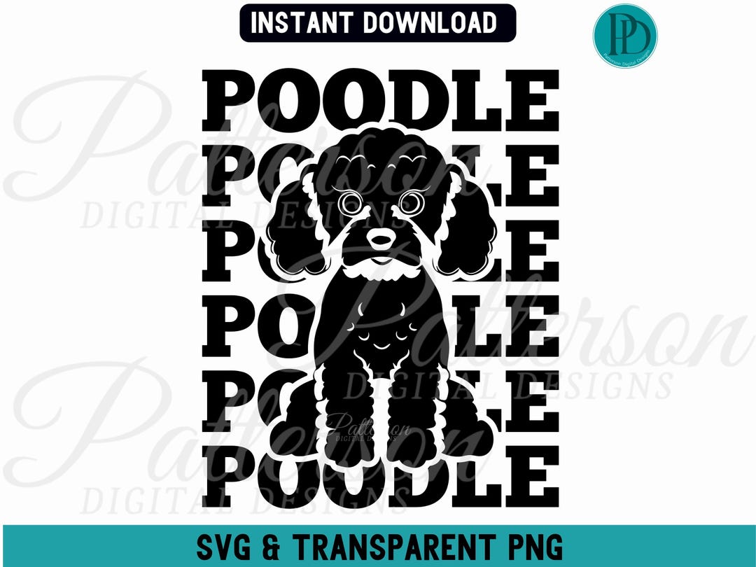 Stacked Poodle Dog SVG, Minimalist Poodle Outline Graphic, Dog Lover ...