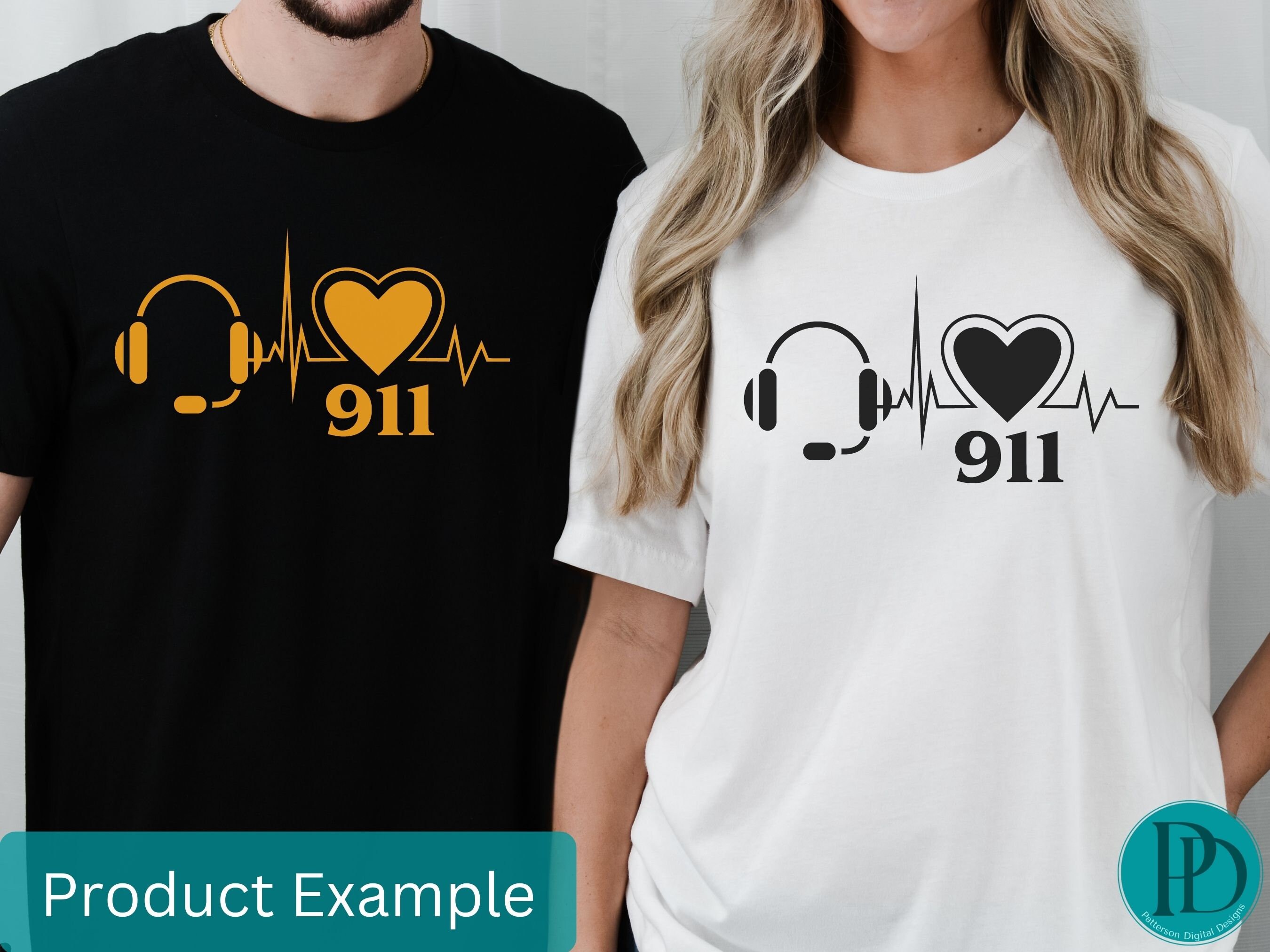 911 Dispatcher Heartbeat SVG, Thin Gold Line PNG, 911 First Responder ...