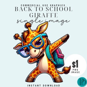 Back to School Dabbing Giraffe PNG Graphic Fun Cartoon Clipart Design ...