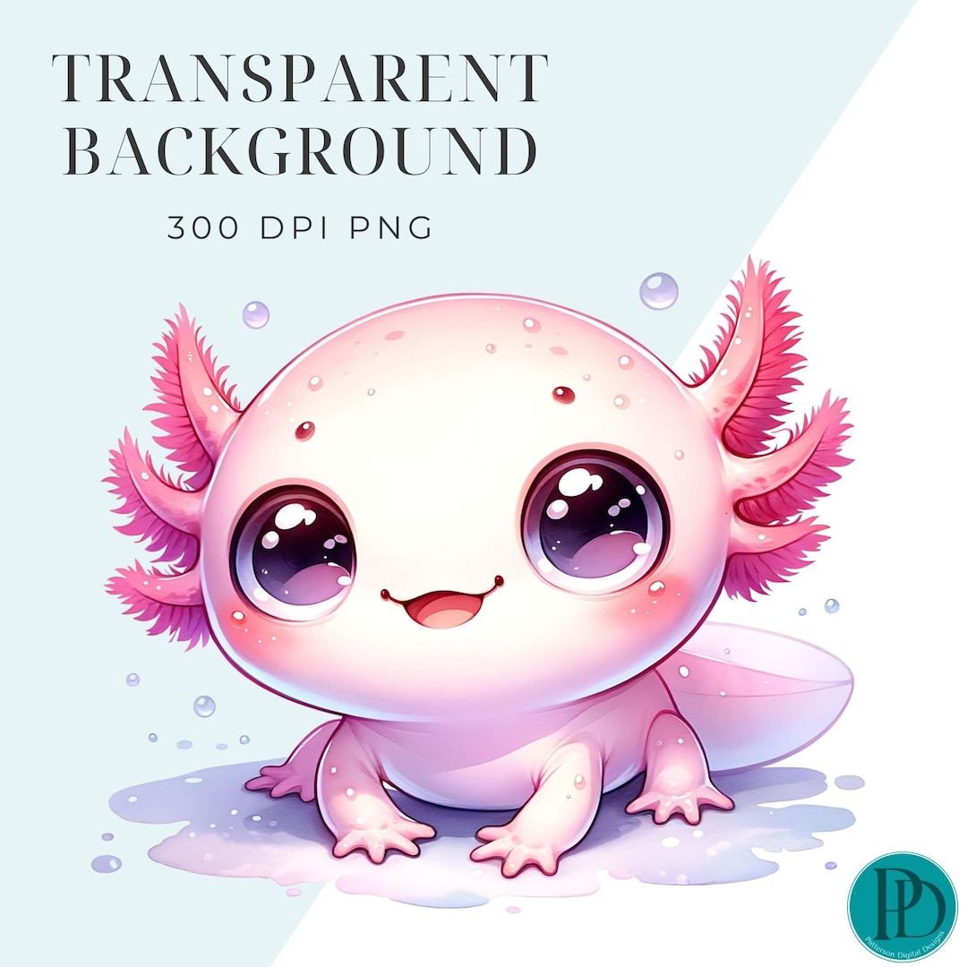 Cute Kawaii Baby Axolotl Clipart Graphic Single Image Commercial Use ...